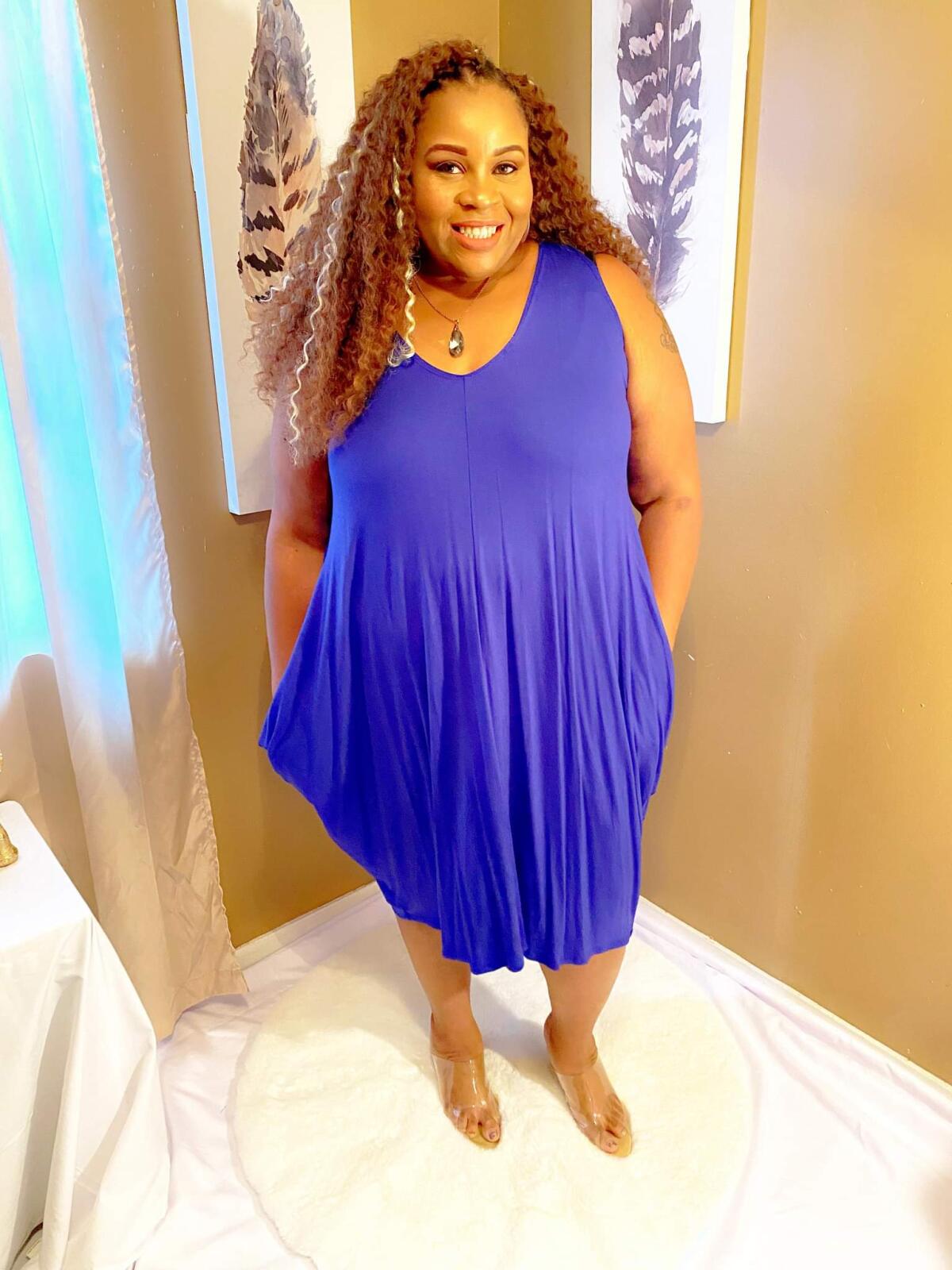 Blue Comfy Cozy Dress – Classy Curvesss